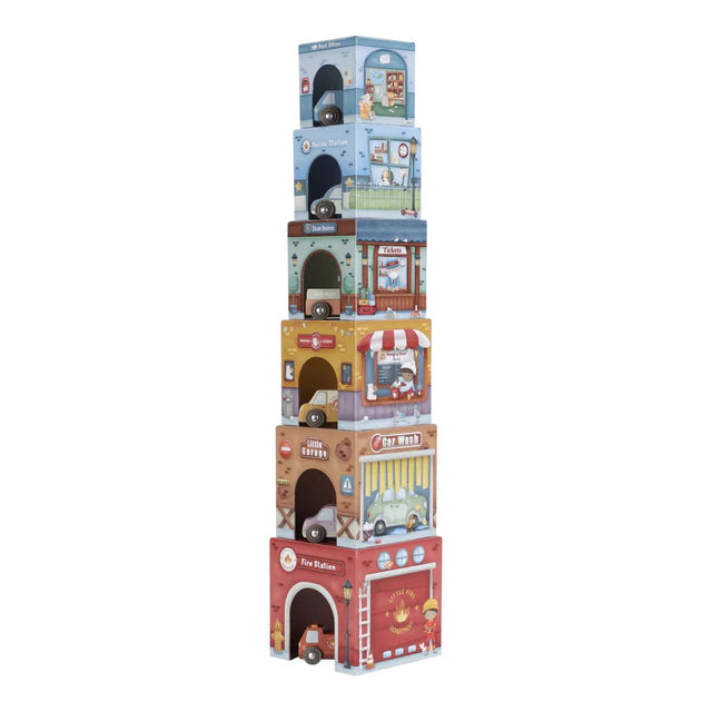 Little Dutch - Stacking Blocks With 6 Cars – Gracegentle